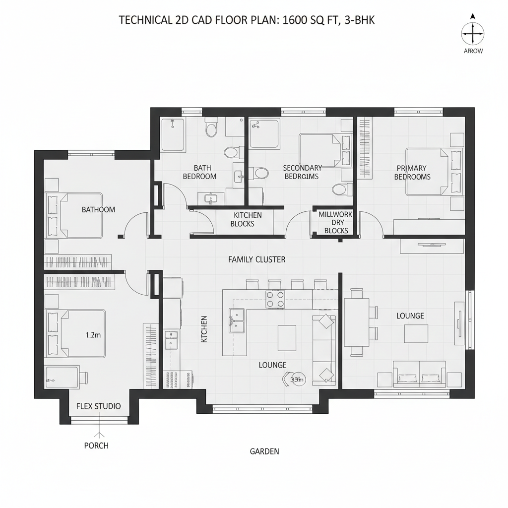 1600 sq ft Ground-Floor 3-BHK: Future Interface Planning