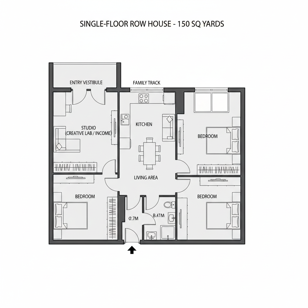 150 Sq Yards Single-Floor Row Houses—Future Interface Planning