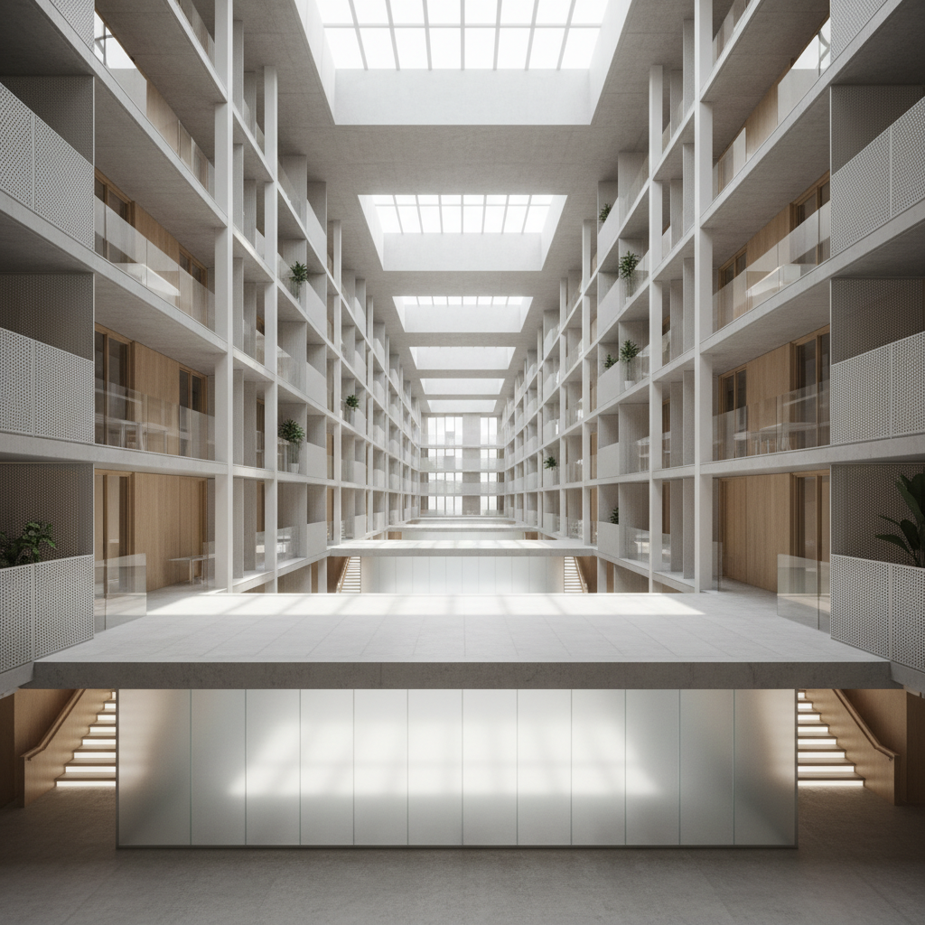 Double Loaded Corridor Layout Feels Dark? Use Light Wells