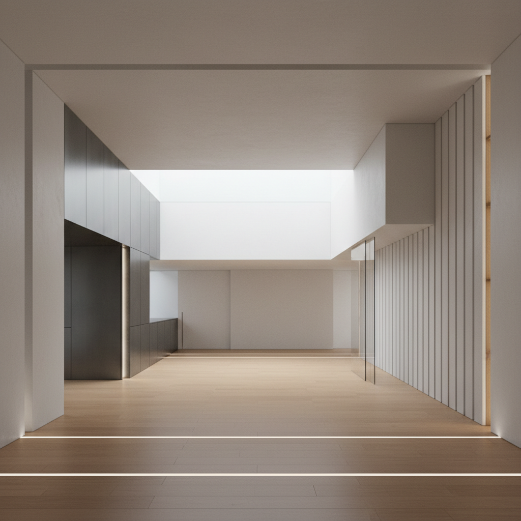 1620 sq ft Ground Floor Plan — Open Core, Quiet Wing, Service Band