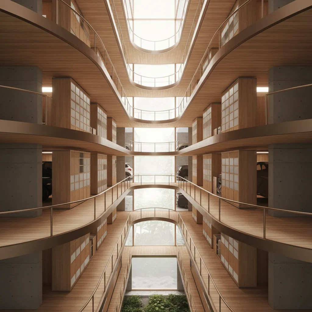 Five-Bedroom 3D House Plan with Two-Floor Car Park