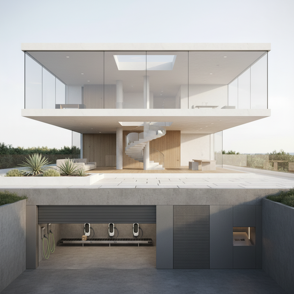 Two-Story Plan with Basement Parking — Futurist Residential Planning
