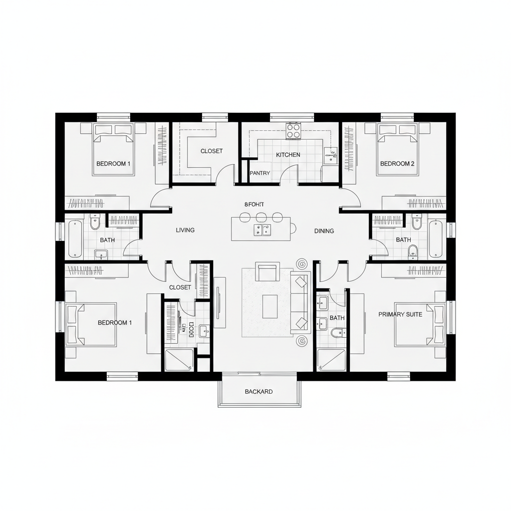 Three-Bedroom Ground Floor Plan with Future Interface Thinking