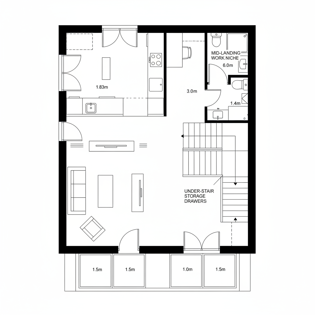 Three-Story Stair-Core Plan: Flow-first Urban Living