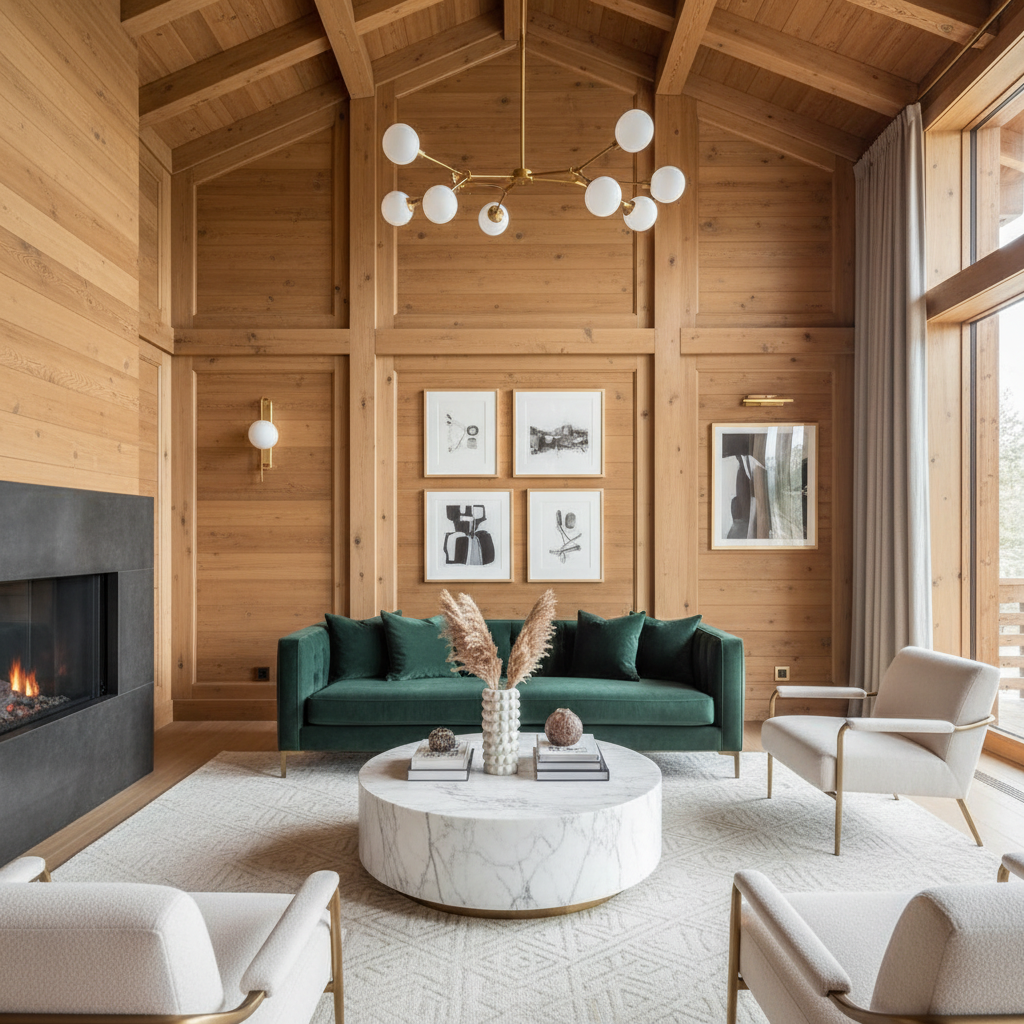 Casas de madera decoradas en su interior con glamour