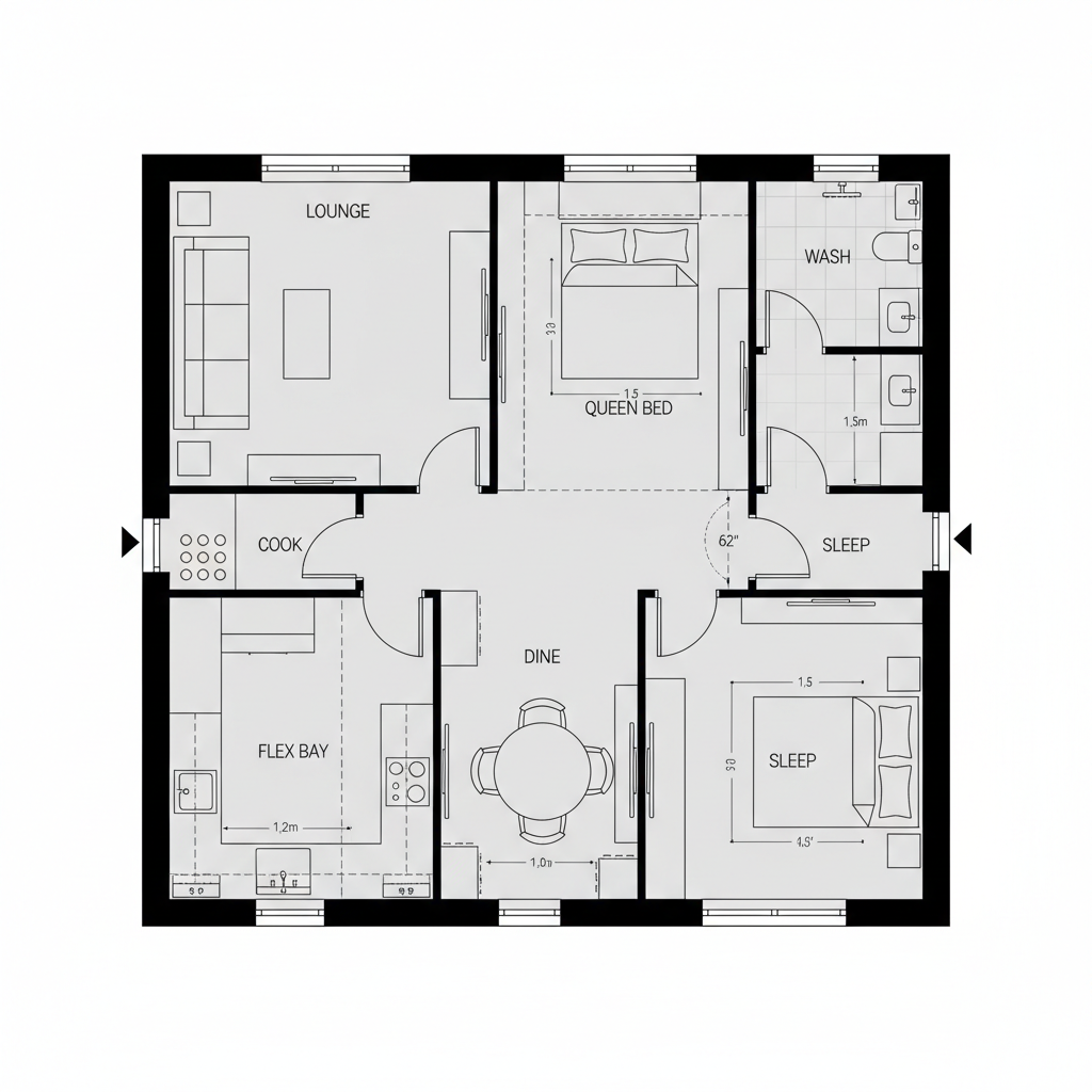 450 sq ft Floor Plan: Futurist Residential Layouts