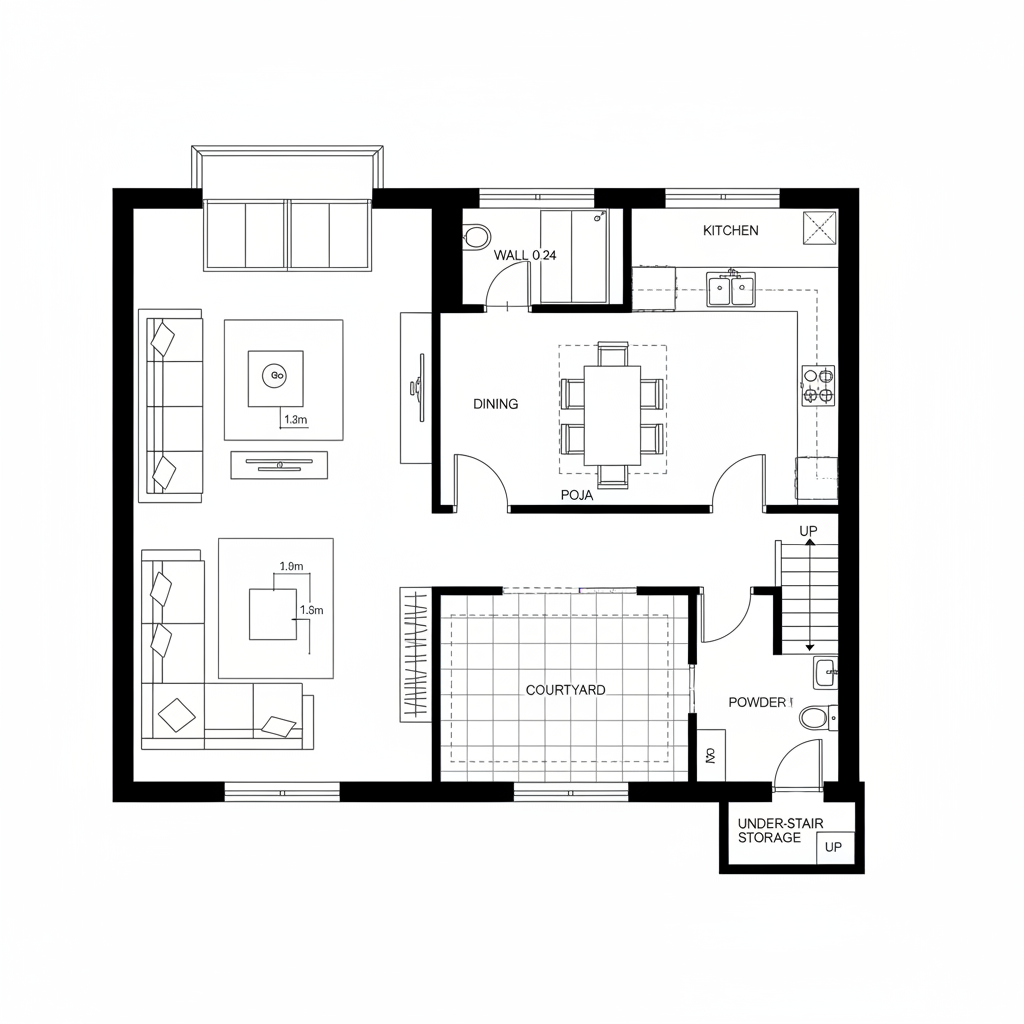 2-Storey Indian House Floor Plan Design in 3D: Future-Ready Interface