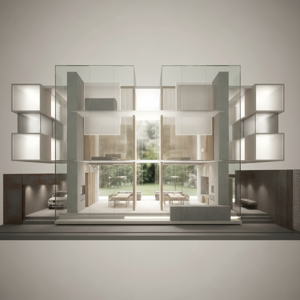 4-BHK Floor Plan with Garden and Car Park – Future Interface Design