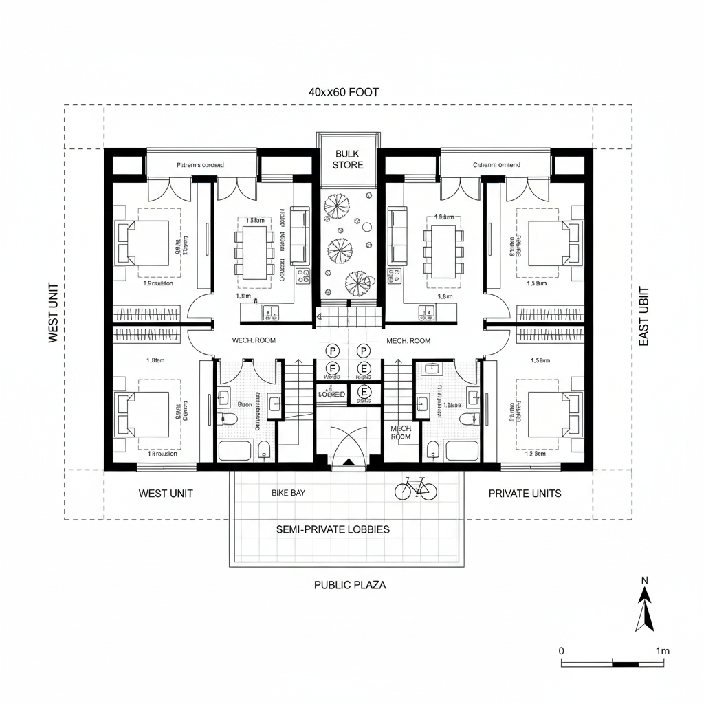 40x60 Plot Layout: 2BHK + 3BHK Future Interface