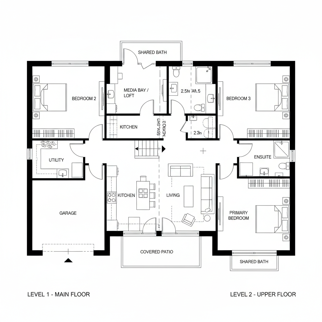 2000-SF Two-Story House Plans: Interface-First Design