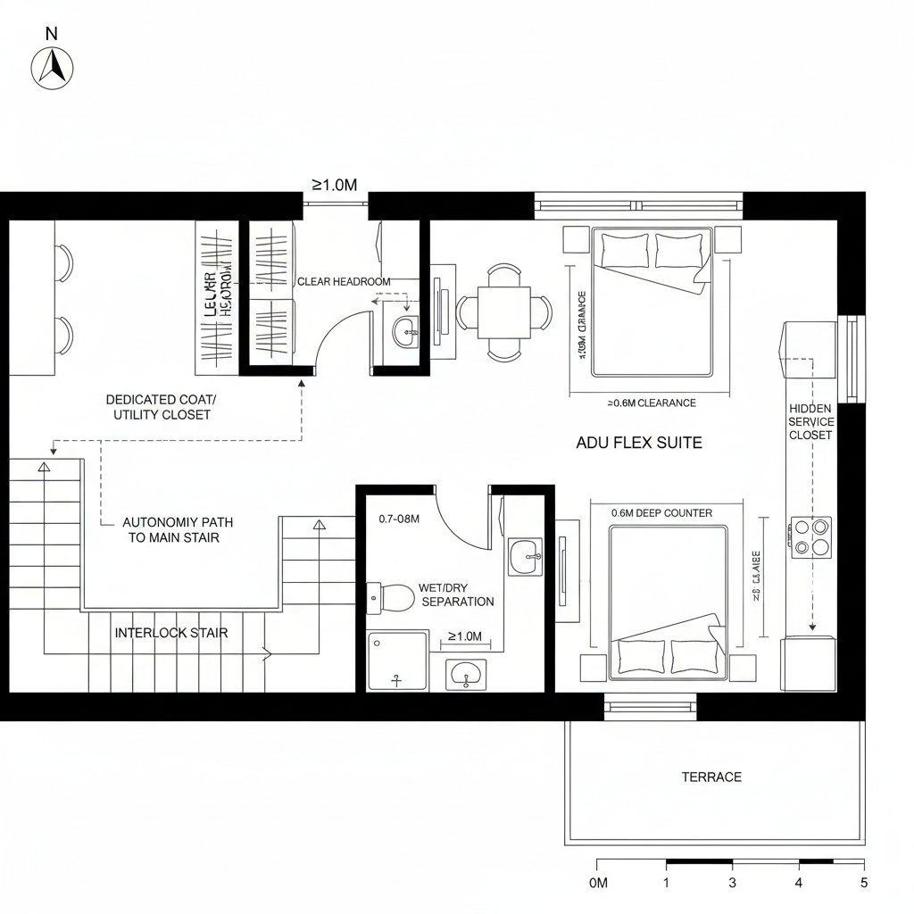 Four Bedroom Duplex Floor Plan That Fixes Noise & Privacy