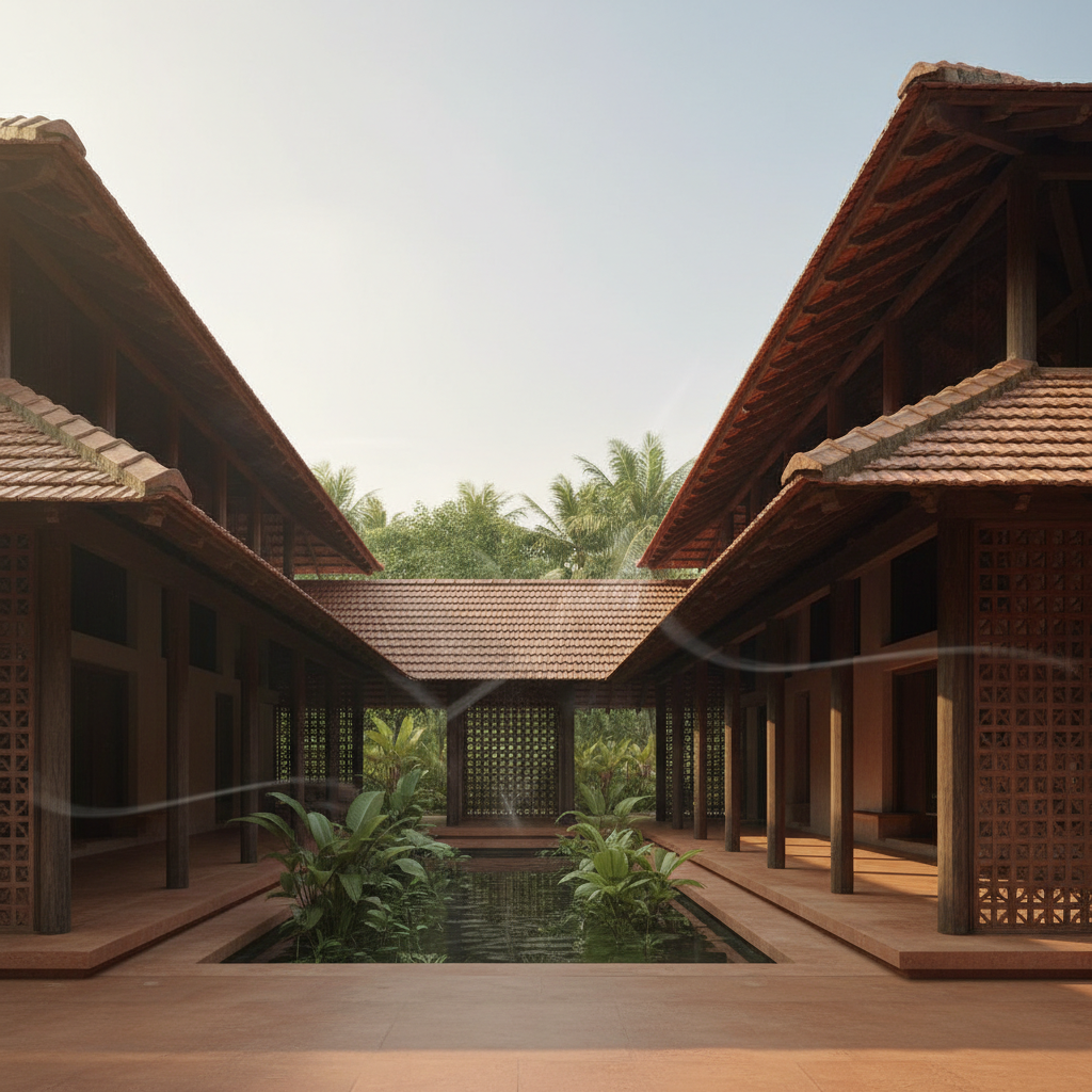 South-Facing Kerala Single-Floor Elevation & Plan — Future Interface