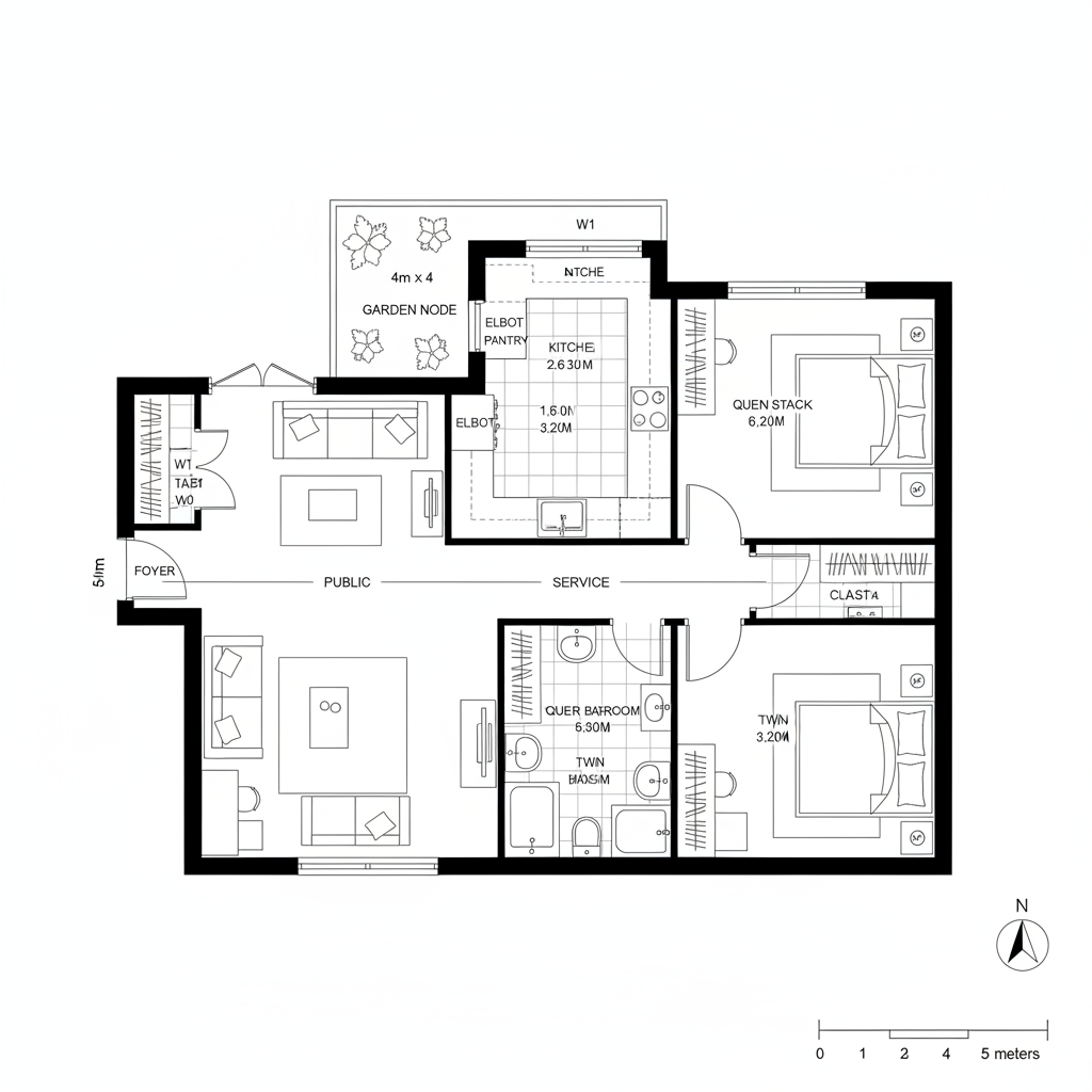 Single-Floor 2 BHK Bungalow Plan with Elevation – Future-Facing Design
