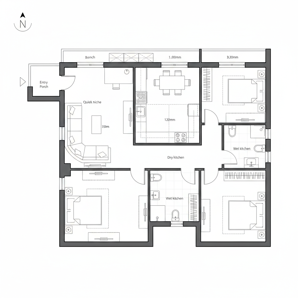 Indian 1000 sq ft Floor Plan Futures