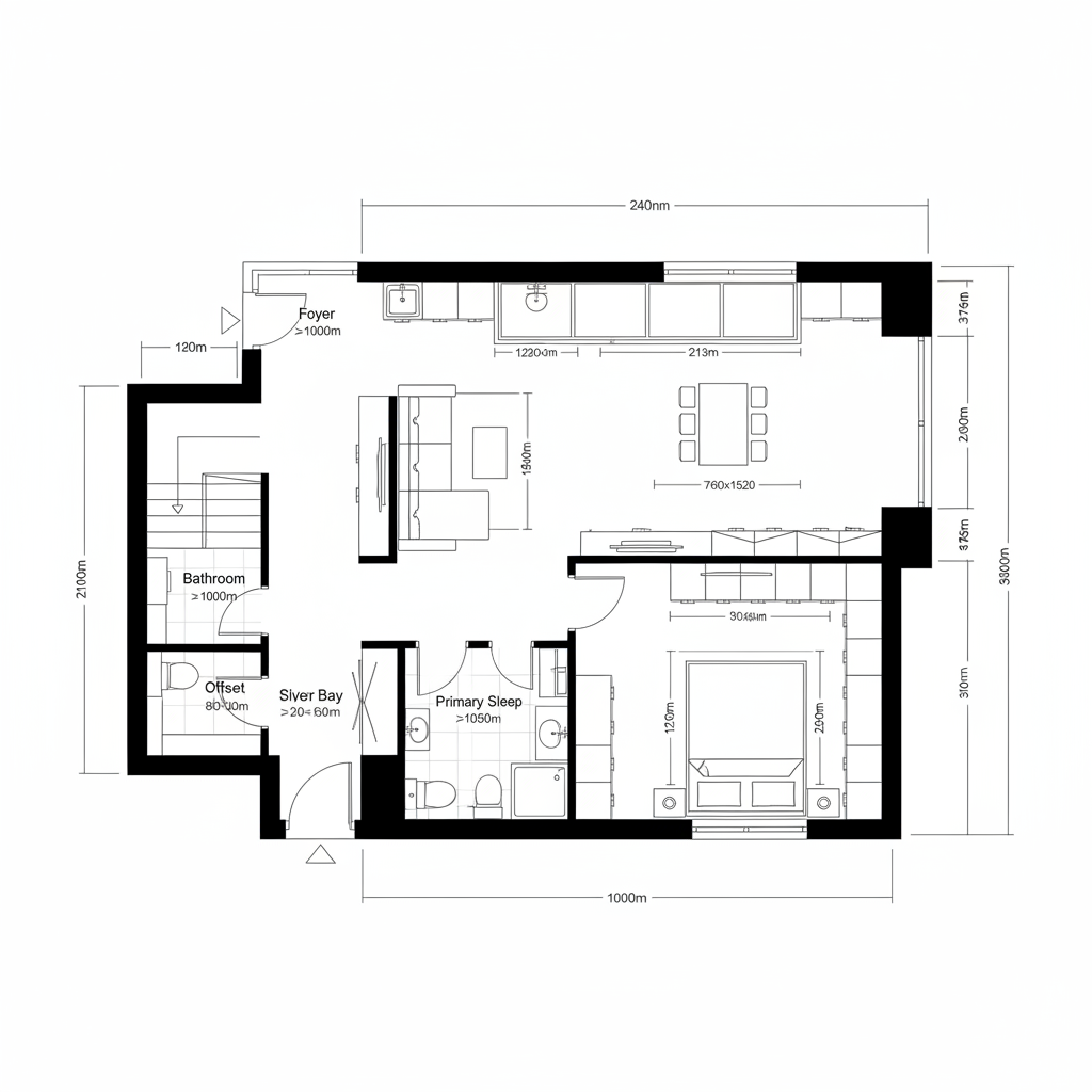 Upper Floor 900 sq ft: Futurist Residential Planning