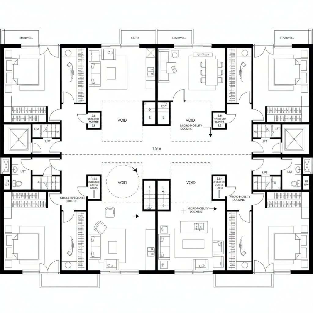 Double Loaded Corridor Layout Feels Dark? Use Light Wells