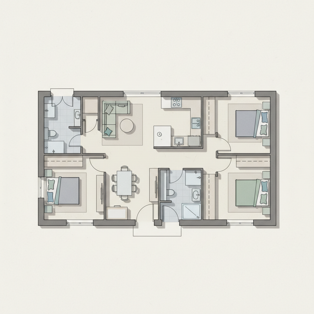 Planta de Casa de 6 por 8: Layout Inteligente 48m²