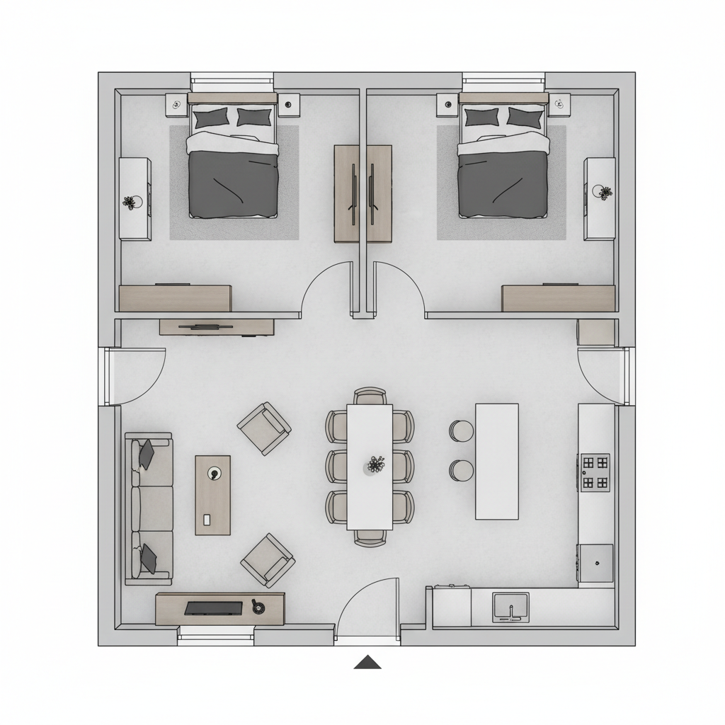 Denah Rumah Minimalis 2 Kamar Ukuran 5x7