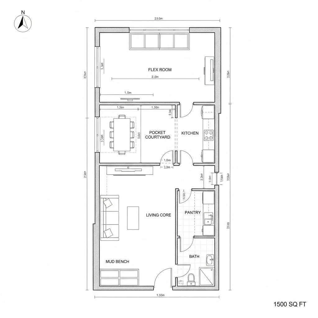 1500 sq ft Plot Floor Plan – Future-Ready Spatial Interface