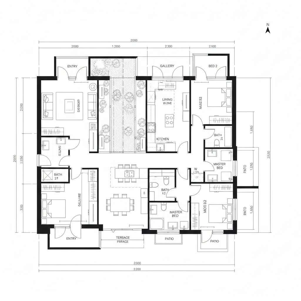 Villa Layout with Landscape Spine—Future-Ready Spatial Operating System