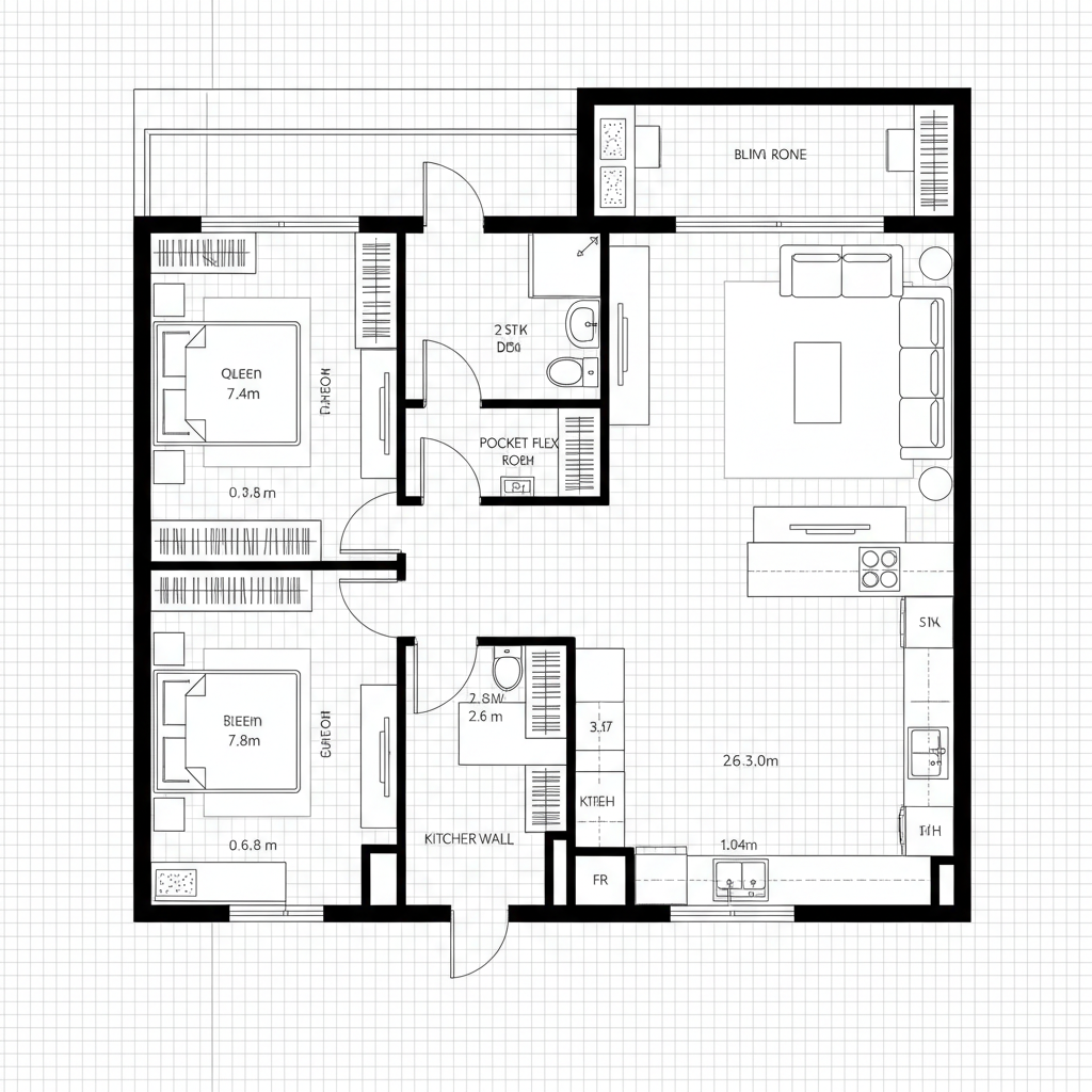 3BHK 1100 sq ft: Future-Ready Residential Interface