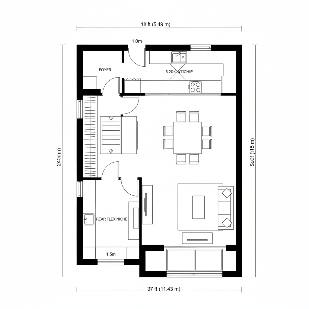 75 sqm floor plans for 18' width × 37.5' length | Residential Futures
