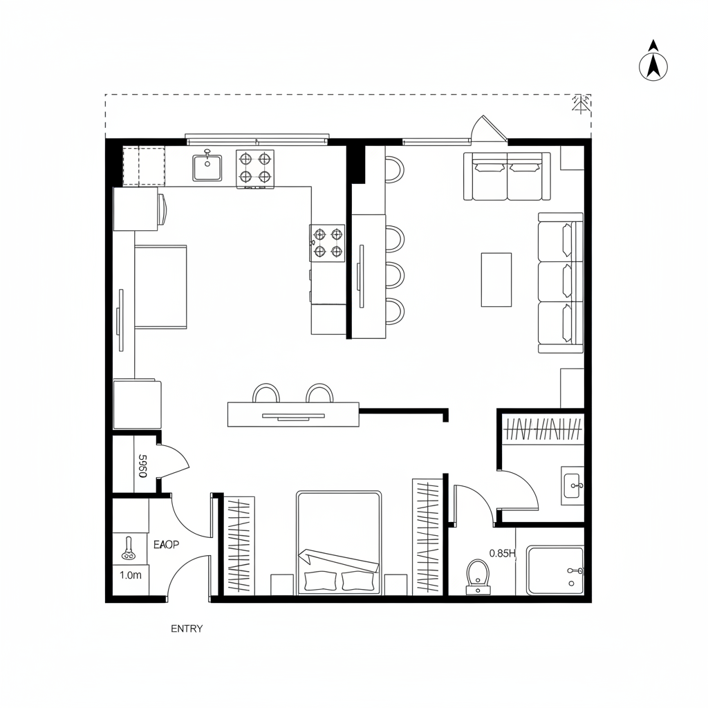 Solitaire Andheri 1BHK Floor Plan: Futurist Interface Design