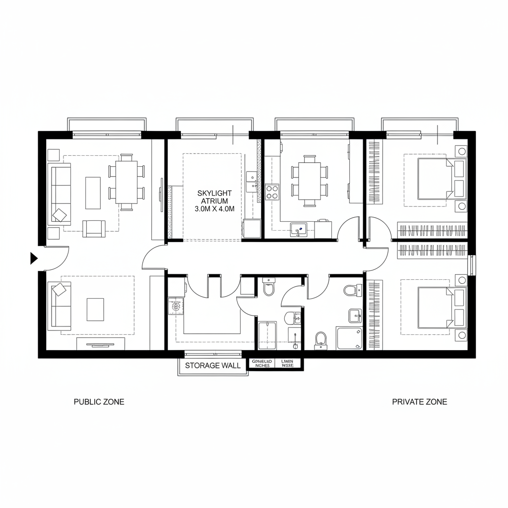 Dark Home Layout? Try a Skylight Courtyard House Plan