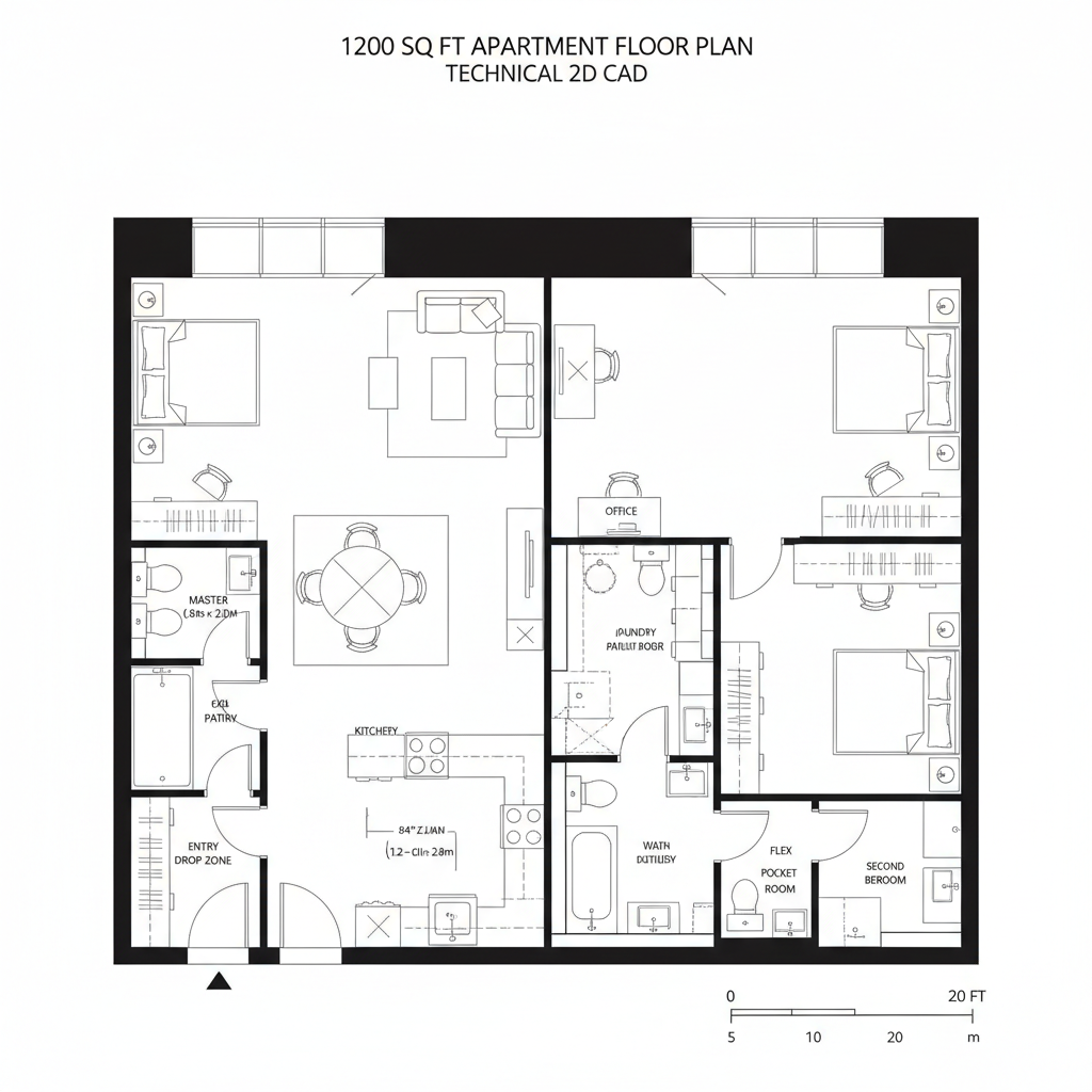 1200 sq ft Floor Plans in 3D: Future Interface Design