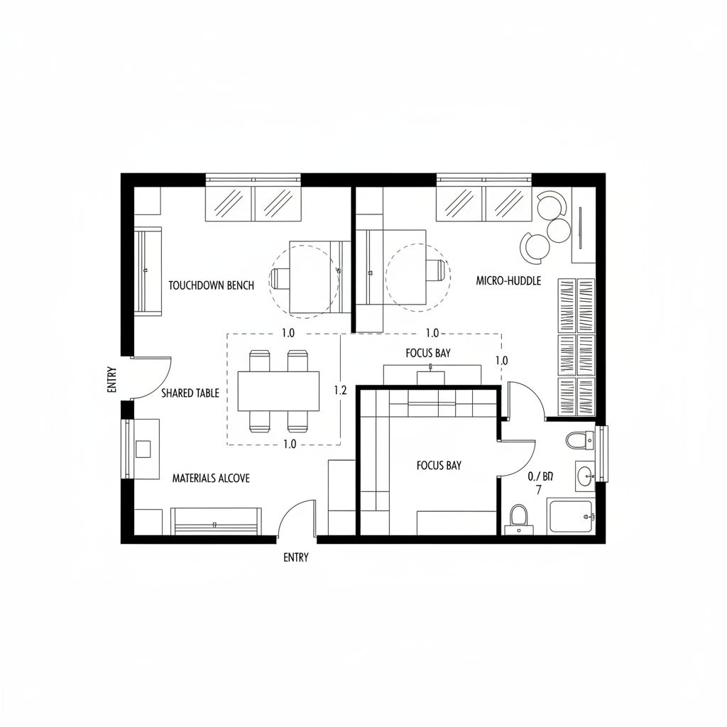 Designing 500 sq ft Office Floor Plans for Hybrid Work