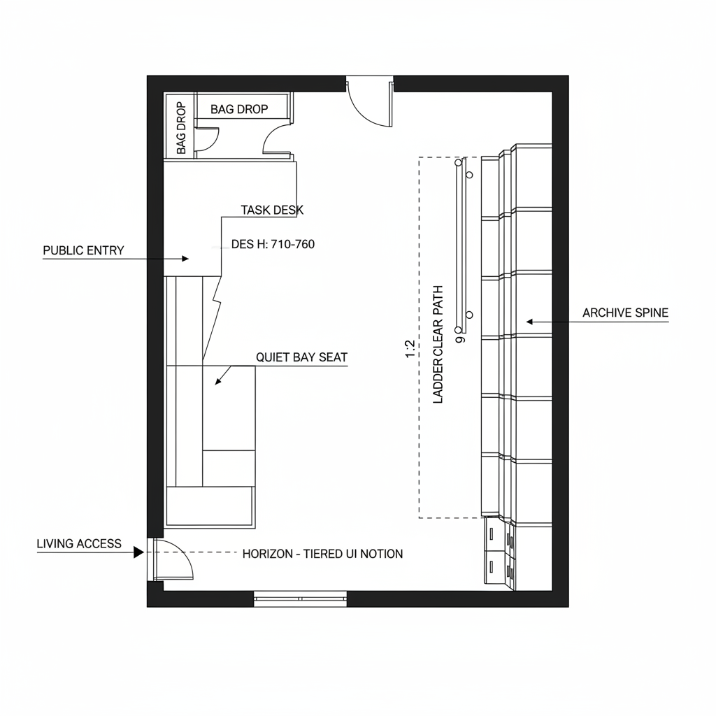 Home Library Feels Cluttered? Modern Simple Floor Plan Fix