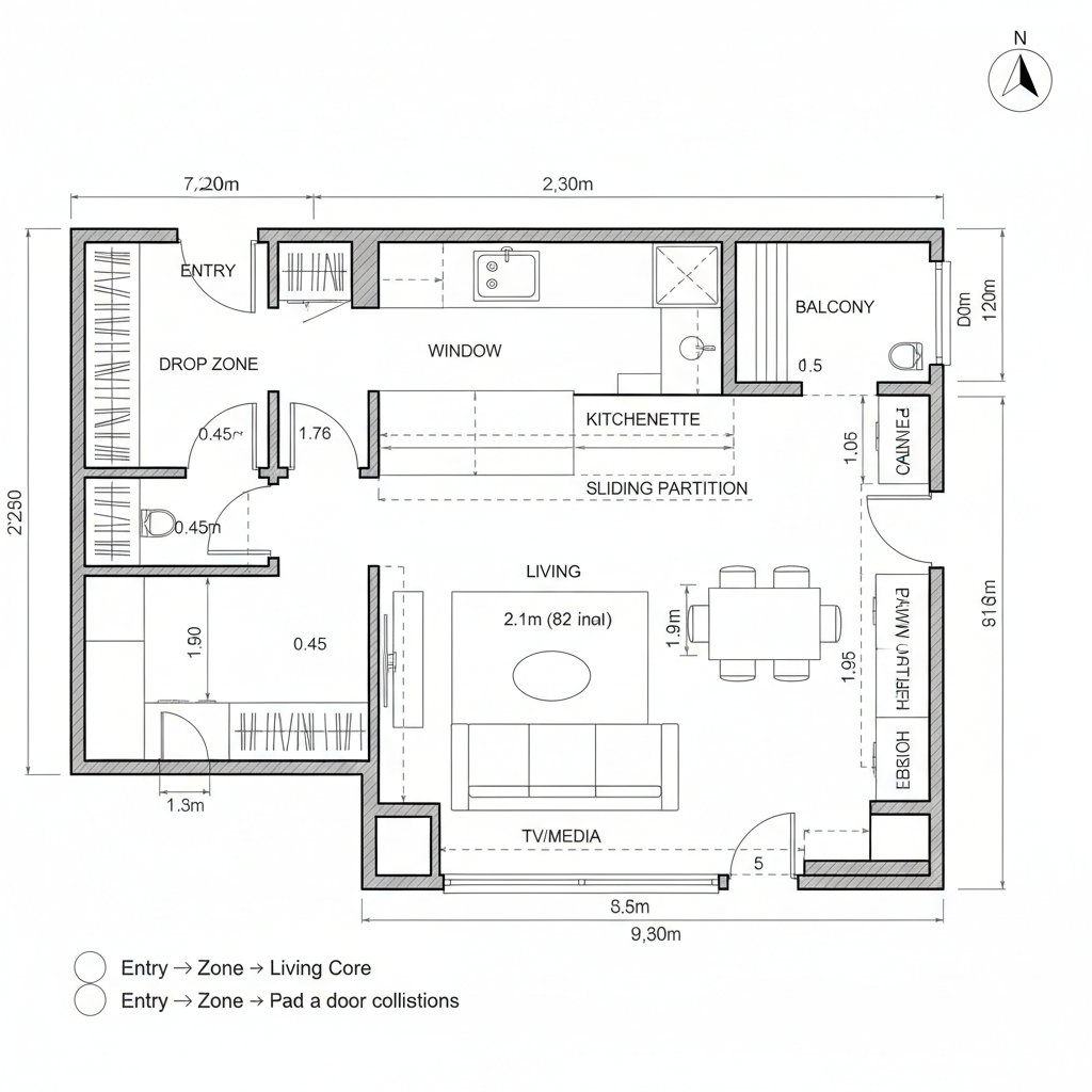 Dheeraj Jamuna 1 BHK Floor Plan – Future Interface Design