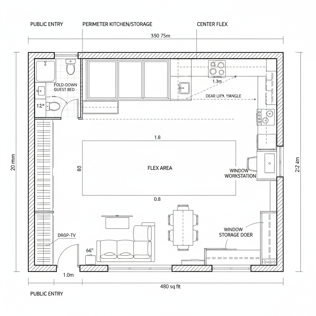 480 Sq Ft Studio Apartment Floor Plans—Future Interface Design