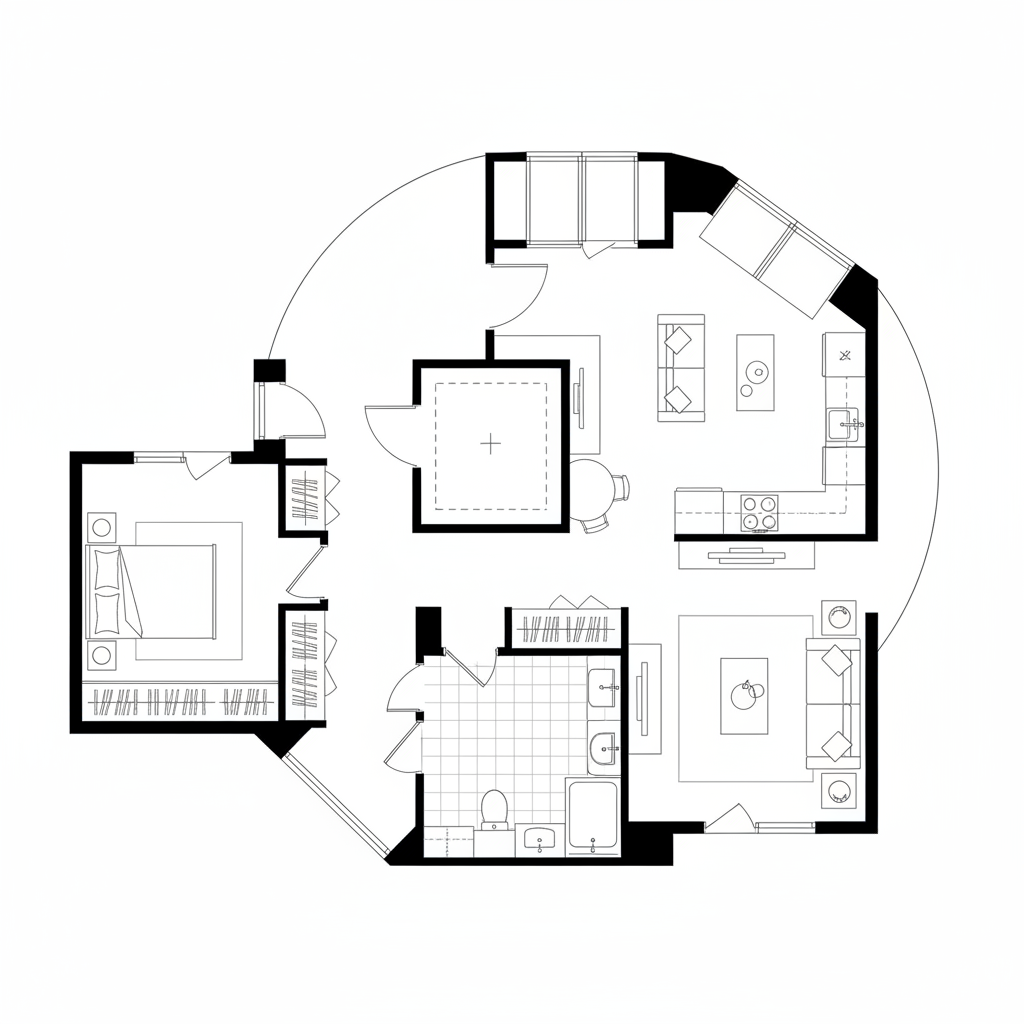 Simple Floor Plan Layout with Measurements—Future-Ready Spatial Interface