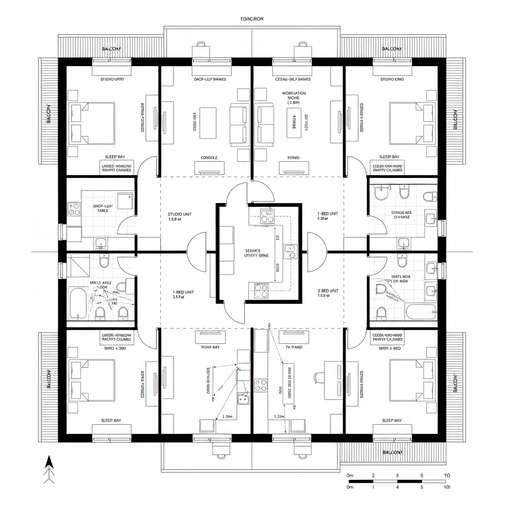Seven Floors Floor Plan: Futurist Residential Logic