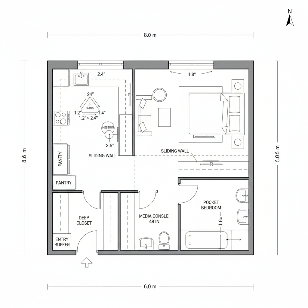 560 sq ft Floor Plan — Future-Ready Spatial Interface