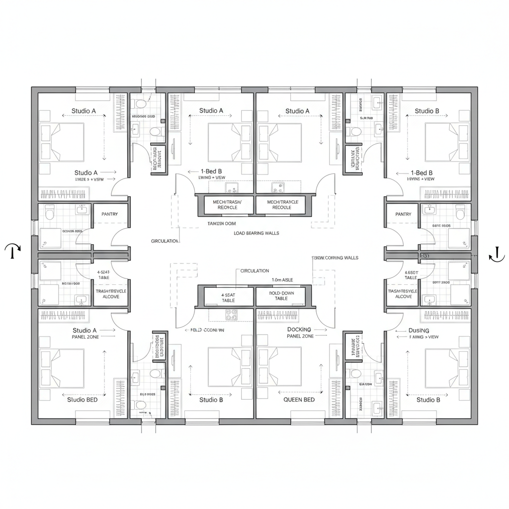 Double Loaded Corridor Layout Feels Dark? Use Light Wells