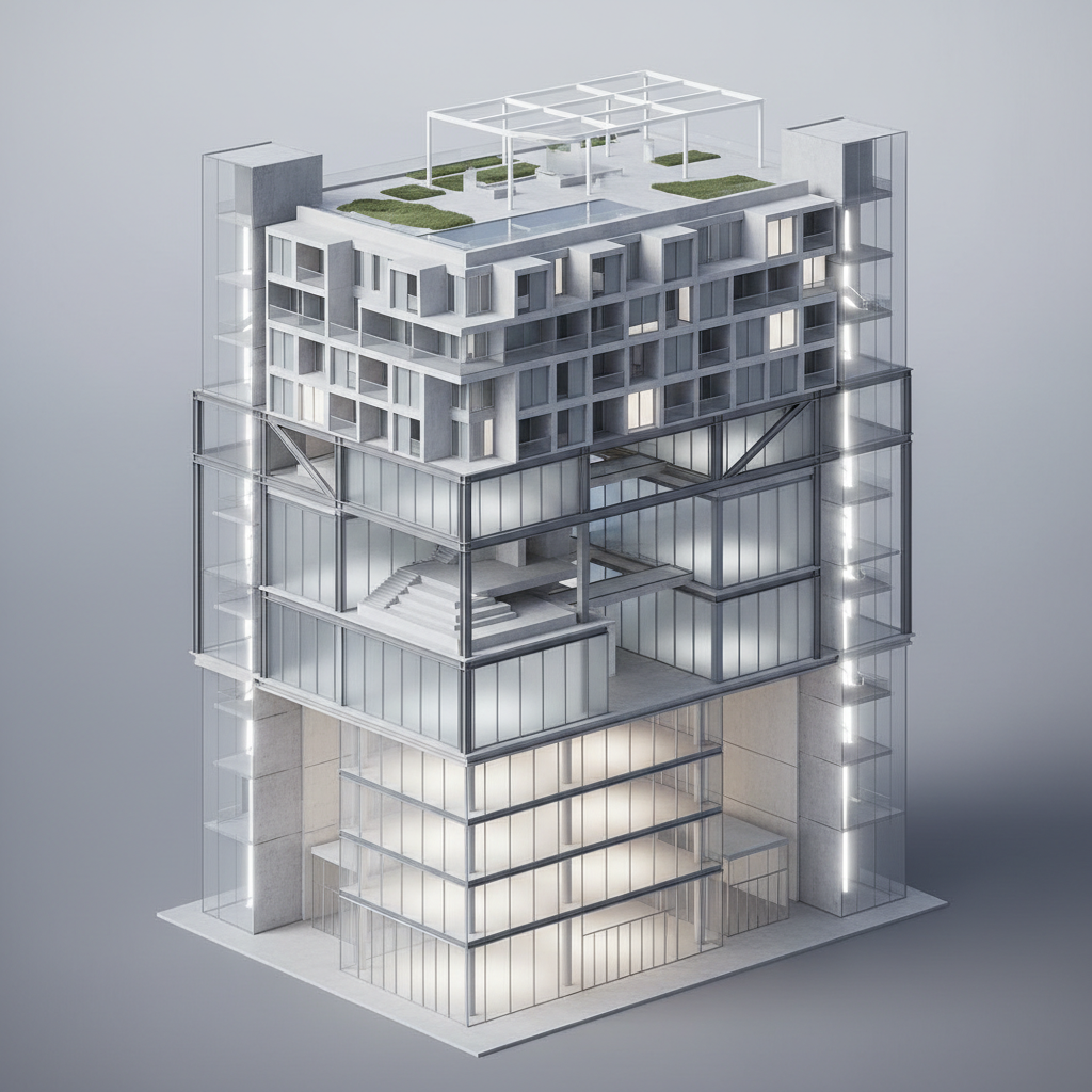 Modern Mixed-Use Building Floor Plan: Future-Ready Urban Interface
