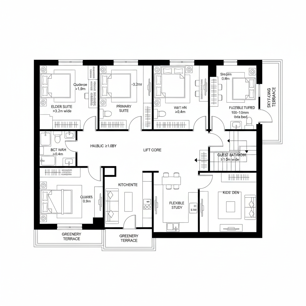 5000 sq ft Indian Home Floor Plan – Future-Ready Design