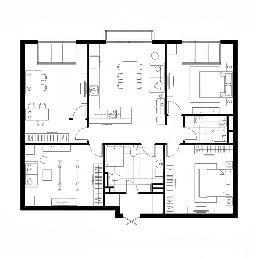Five-Room 3D Floor Plan for Future Living