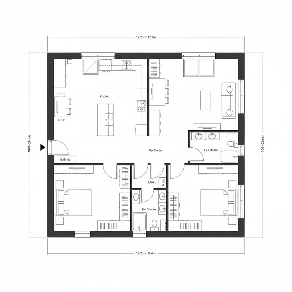 40x40 2 BHK House Plan—Future-Ready Layouts