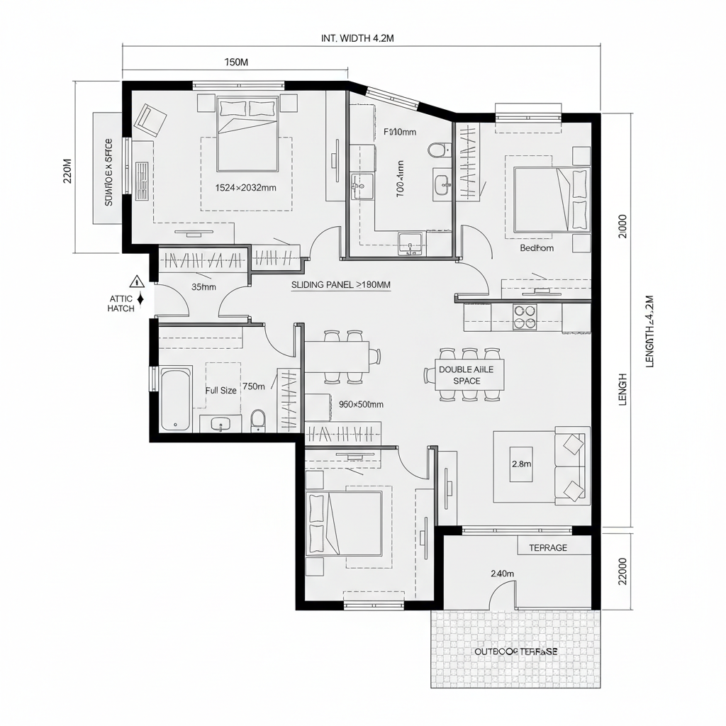 Single-Story Narrow Plot Layout — Future-Ready Planning on Tight Frontage