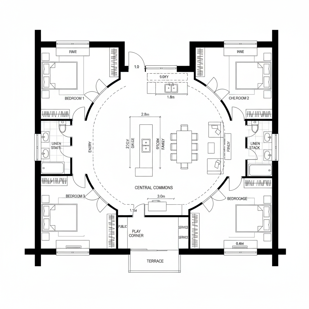 3 Bedroom House Floor Plan Design for Hybrid Futures