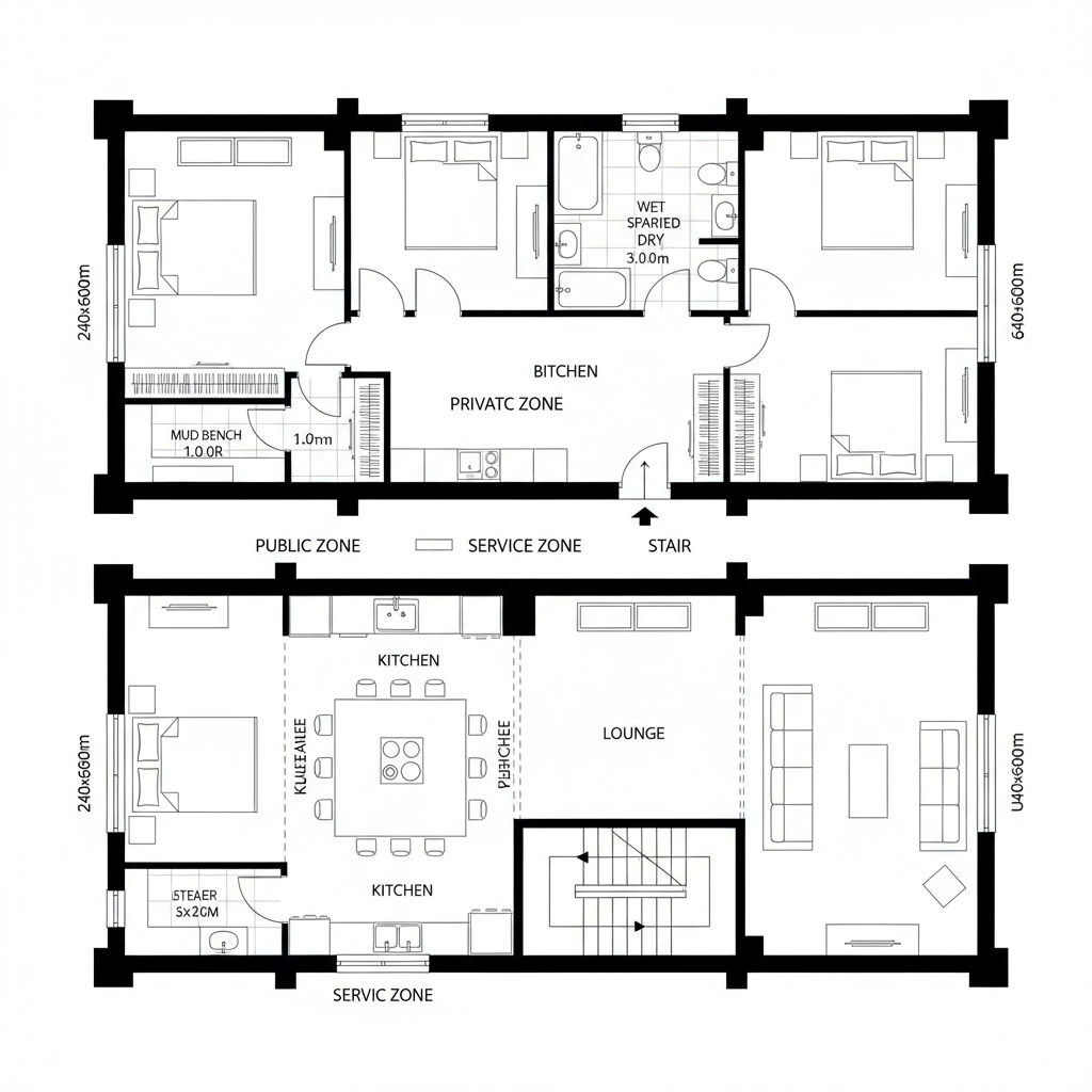 2-Floor Plans With Pillars: Flow-First, Future-Ready