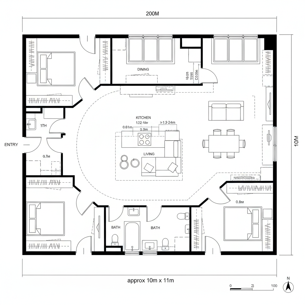 2-Bed, 1-Bath Open Concept Floor Plans—A Future Interface