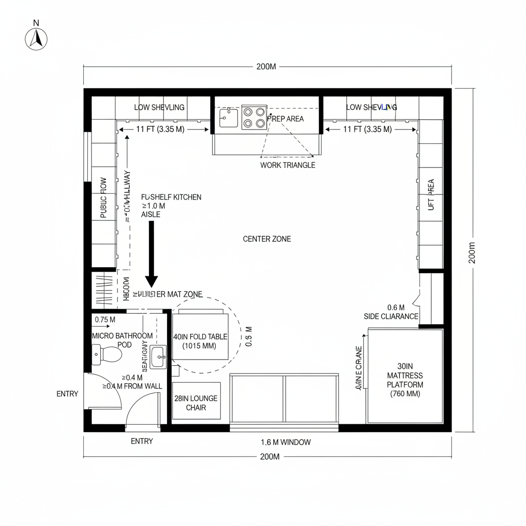 120 sq ft Apartment Floor Plan — Future Interface Design