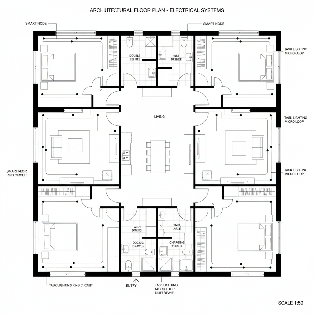 Three-Story Electrical Drawing: Future-Ready Wiring Strategy
