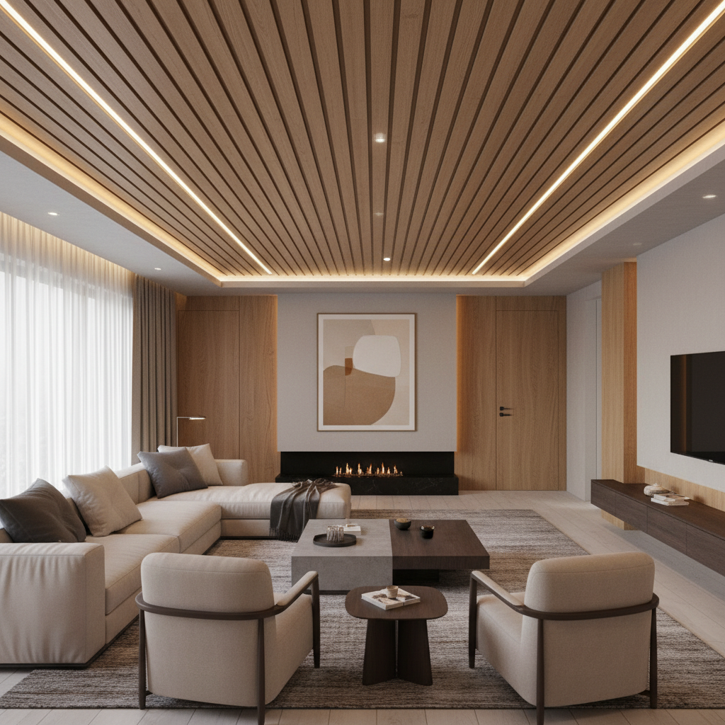 PVC Ceiling Panels Designs for Living Room Ideas