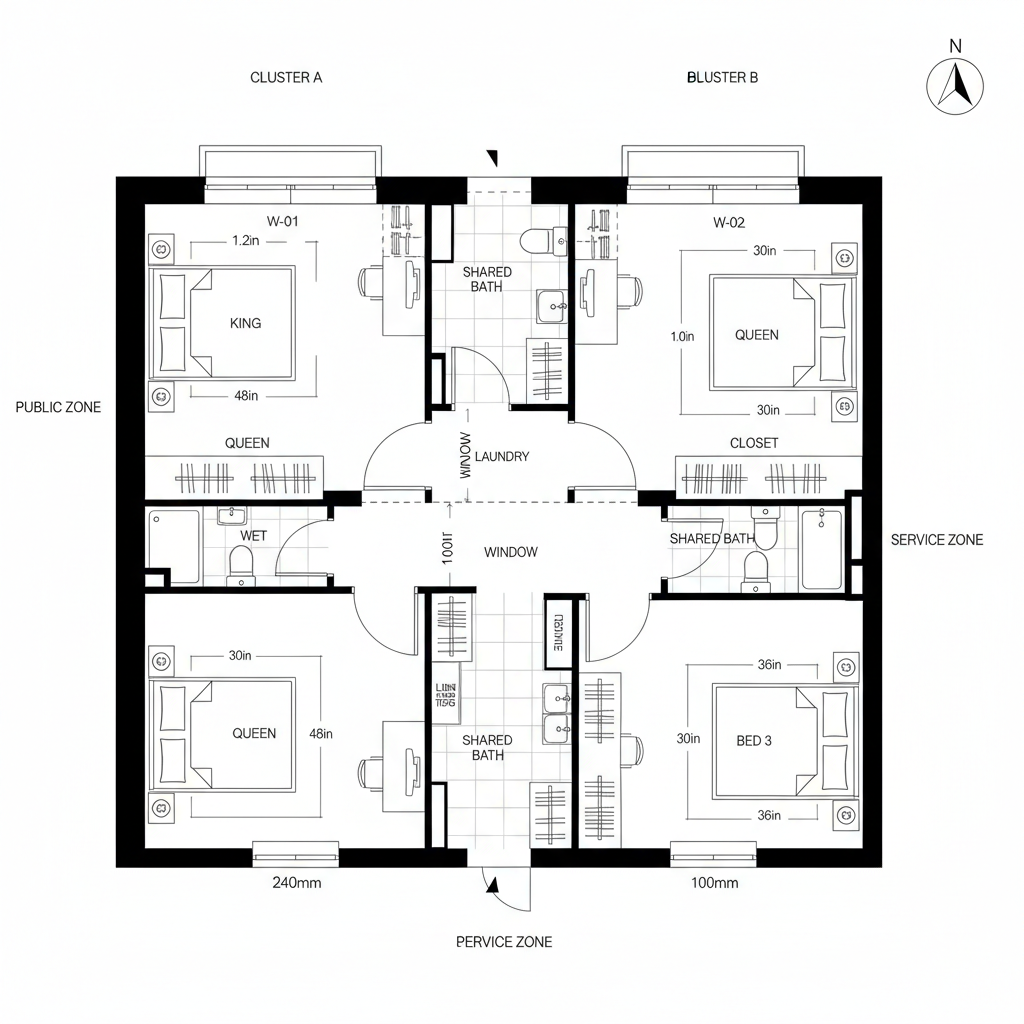 4-BHK Floor Plan with Garden and Car Park – Future Interface Design