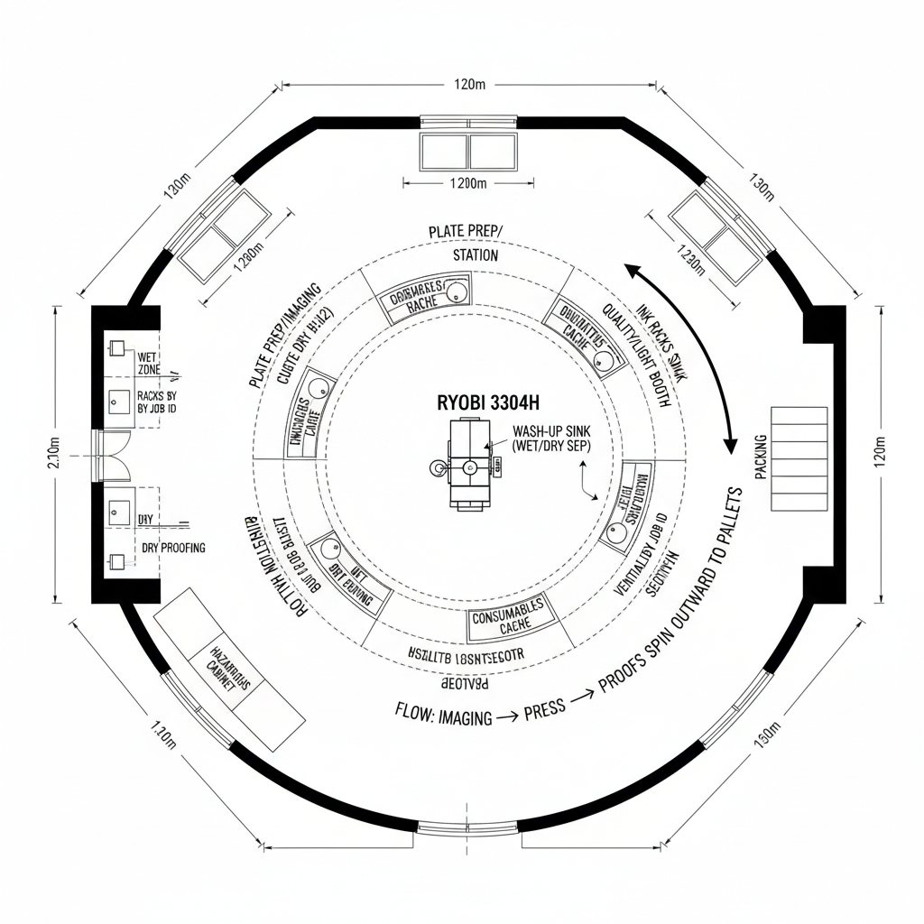 Ryobi 3304H 4-Color Offset Floor Plan: Future Workflow Design